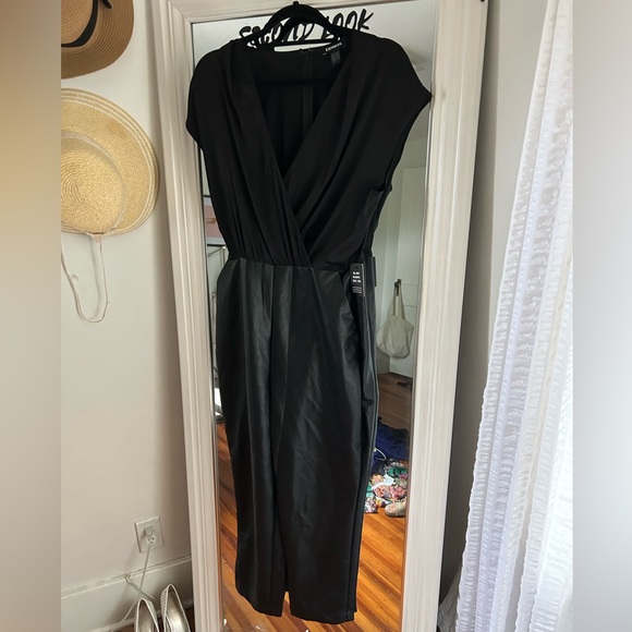 Express | Pants & Jumpsuits | Express Jumpsuit Satin Top And Faux ...